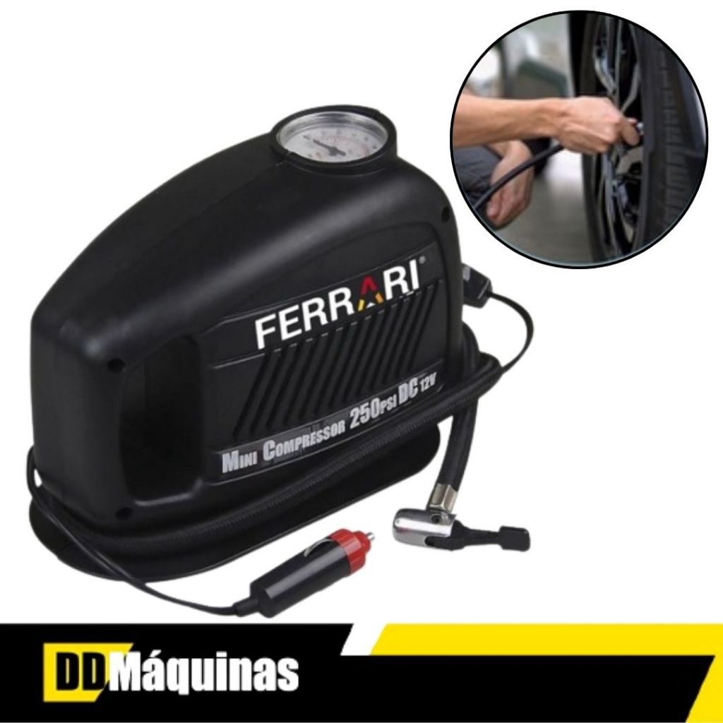 Mini Compressor de Ar Turbo Air 12V - Ferrari | Shopee Brasil