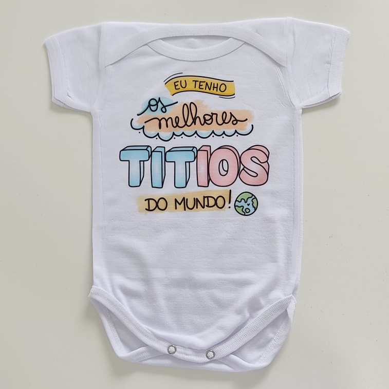 Body Bebê Frase Titio Titia Eu tenho os Melhores Titios do Mundo Roupa ...