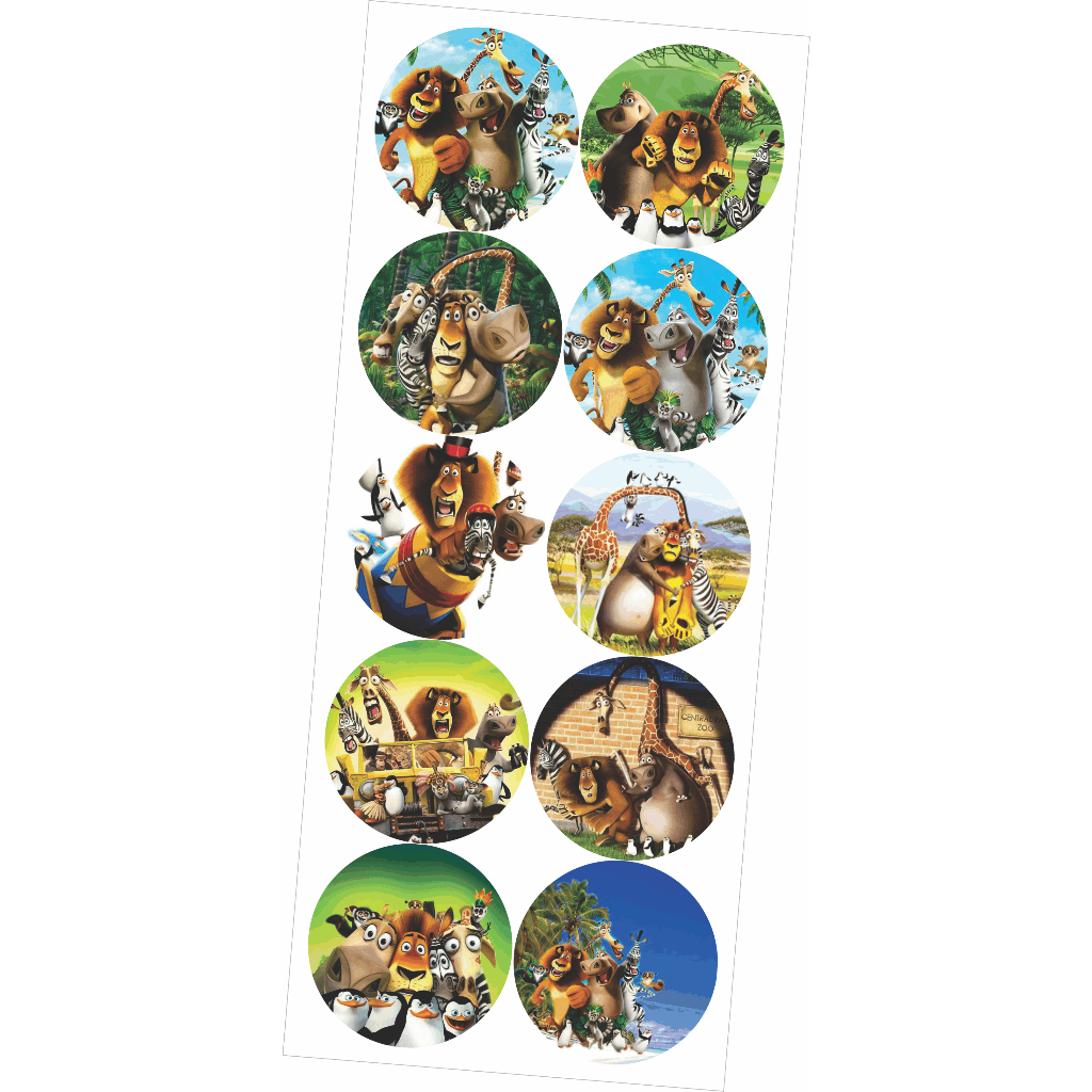 CARTELA COM 10 ADESIVOS ETIQUETA TAG MADAGASCAR PARA FESTA ...
