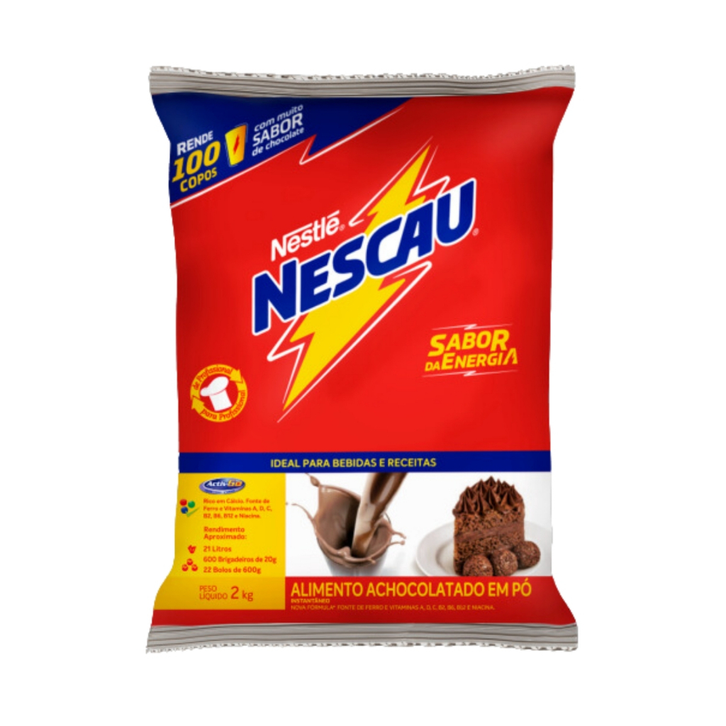 Achocolatado Em Pó Nescau Chocolate Nestlé Pacote 2kg | Shopee Brasil