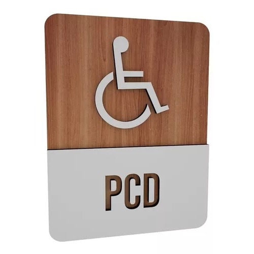 Placa Sinalização Informativa Banheiro Pcd Deficiente Físico em MDF ...