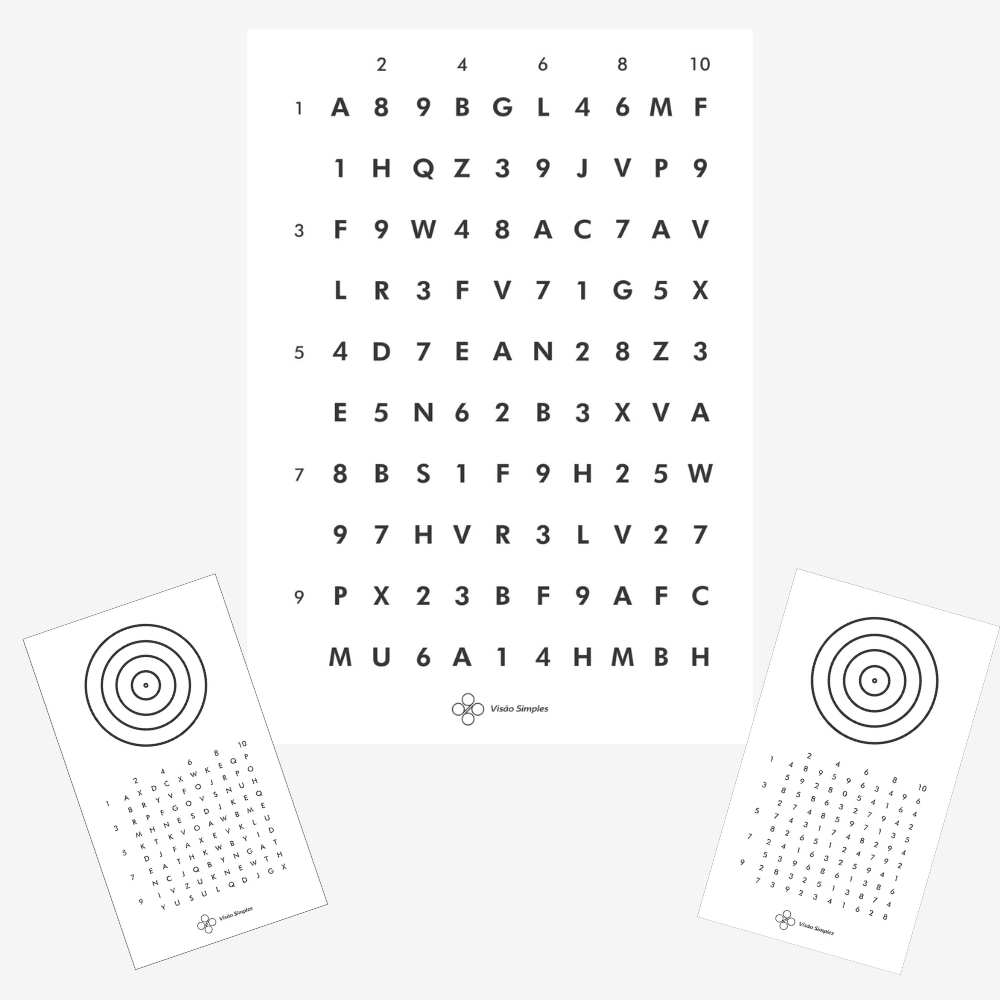 Kit Tabela de Hart Transparente com Mira para Terapia Visual, ideal ...