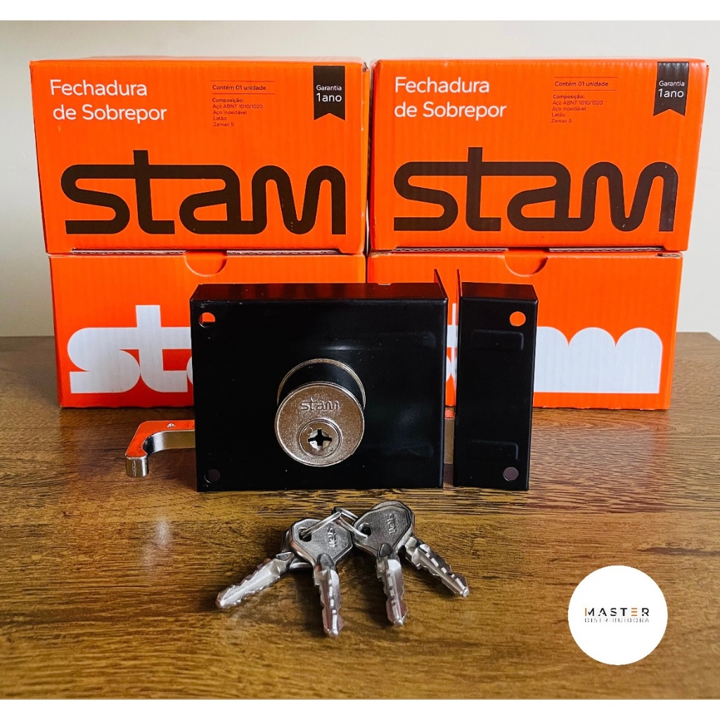 Fechadura 1701/100 Sobrepor Tetra Portão (Com 4 Chaves) STAM | Shopee ...