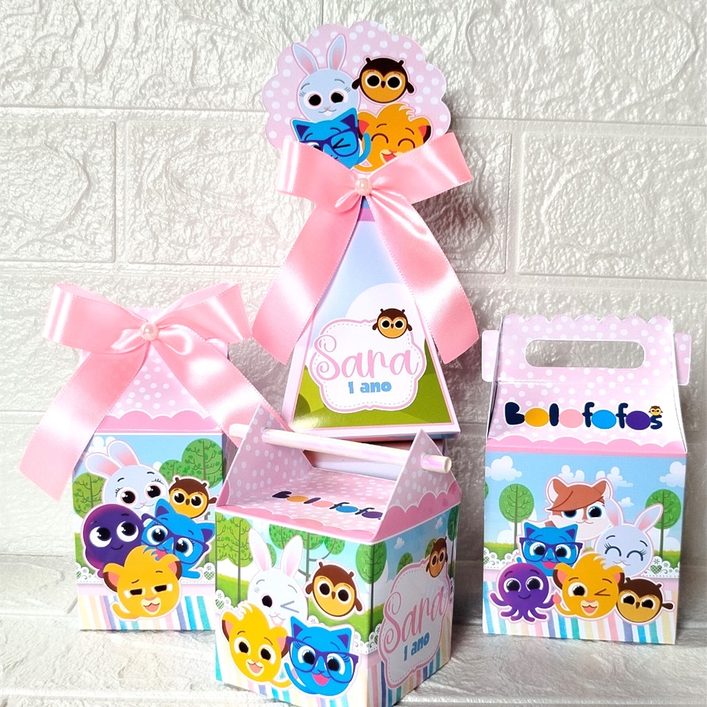 kit festa caixinhas personalizadas - tema Bolo fofo rosa - menina - modelo 01 - 50/40/30/20 ...