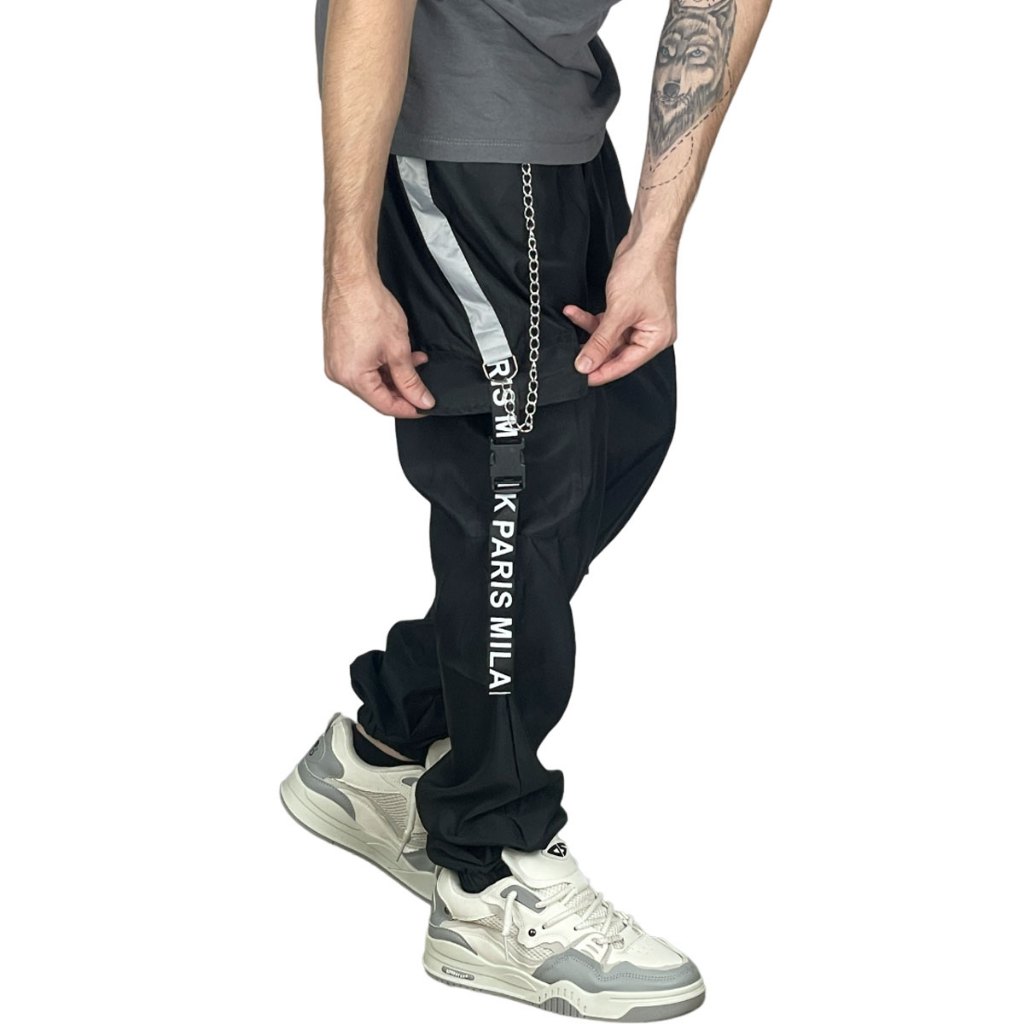 Calça Cargo Jogger Estilo Gringa Correte Preta Larga Rapper Trapper ...
