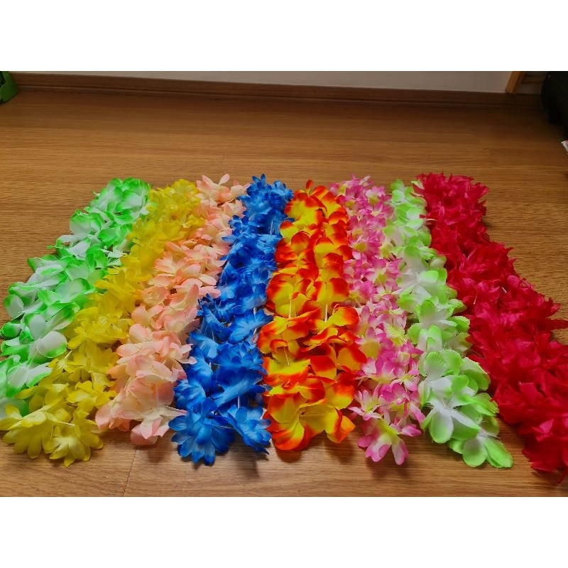 Colar Havaiano Modelo de Luxo com Flores Duplas e Finas (Festa Havaiana ...