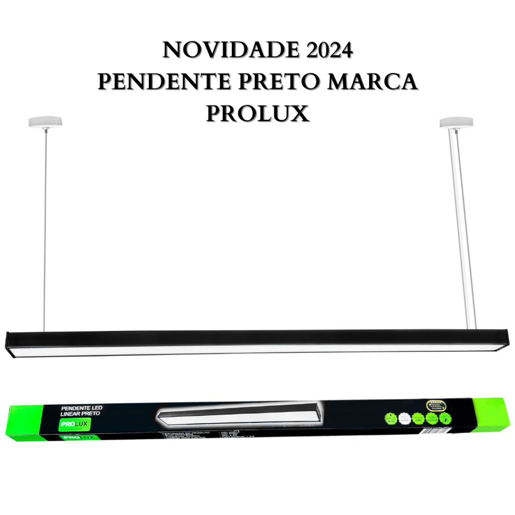 Kit Pendente Linear Retangular LED Integrado 120cm Preto e Branco ...