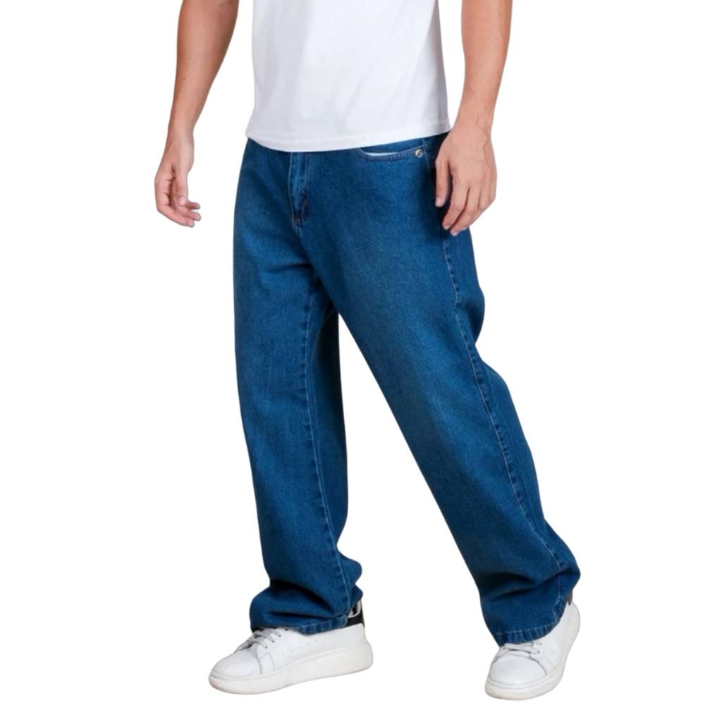 Calça Balão Baggy Masculina Corte Reto Larga Premium Estilo Gringo ...