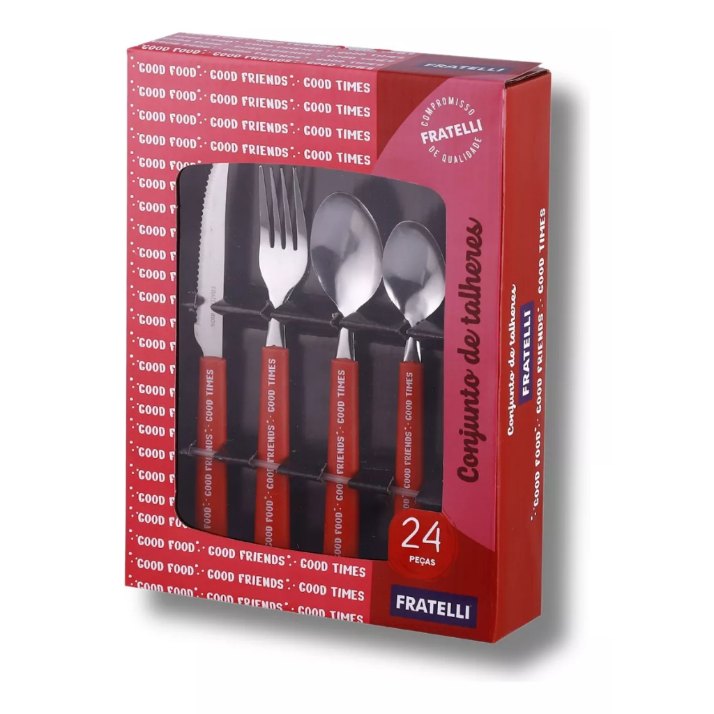 Jogo Conjunto De Talheres Decorado 24 Pcs Fratelli | Shopee Brasil