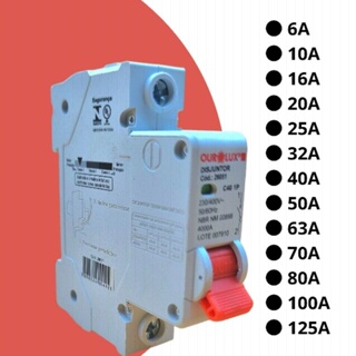 Disjuntor curva C monopolar monofásico para ar condicionado chuveiro bomba d'água 6A 10A 16A 20A ...