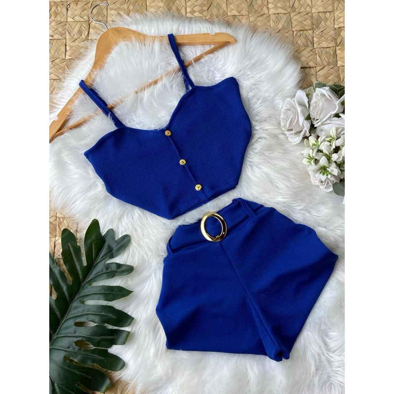 Conjunto Azul AR (lindo!) 34 a 40 PROMOÇÃO modinha | Shopee Brasil