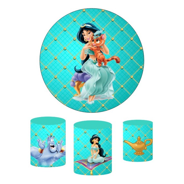 Painel Redondo Sublimado 1,5m + Trio Cilindros Personalizado - Tema ...