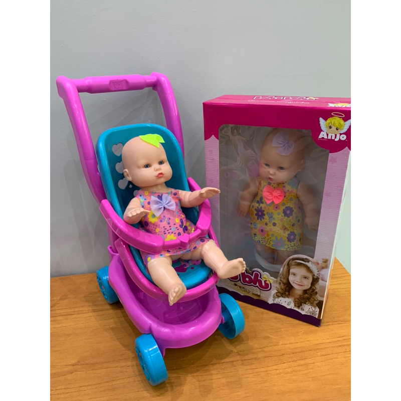 Carrinho de Boneca + Boneca Bebê Blu Blu - Carrinho Bebê Conforto ...