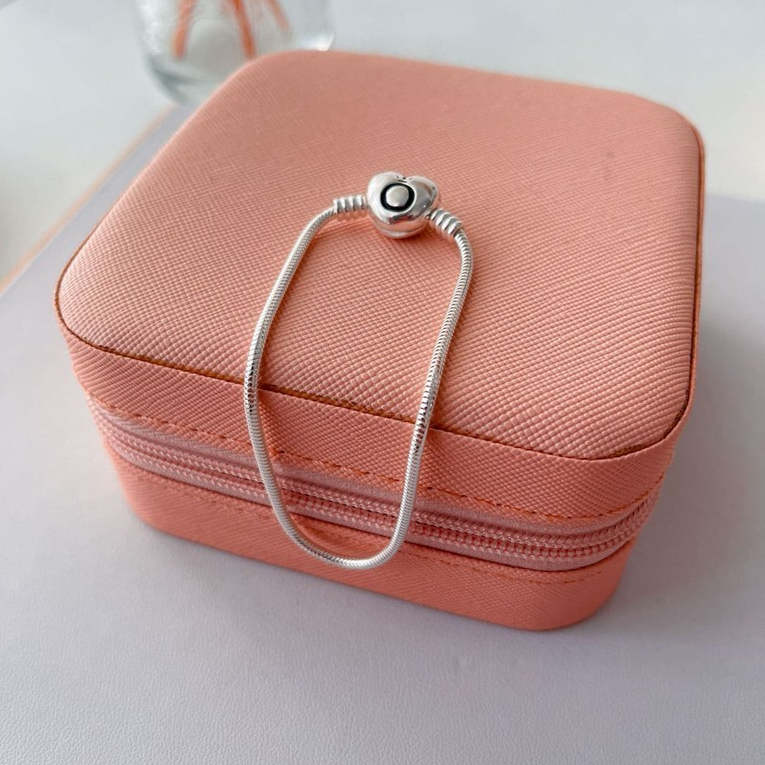 Pulseira Prata 925 Certificada Berloque Coração Liso com Logo 2mm ...