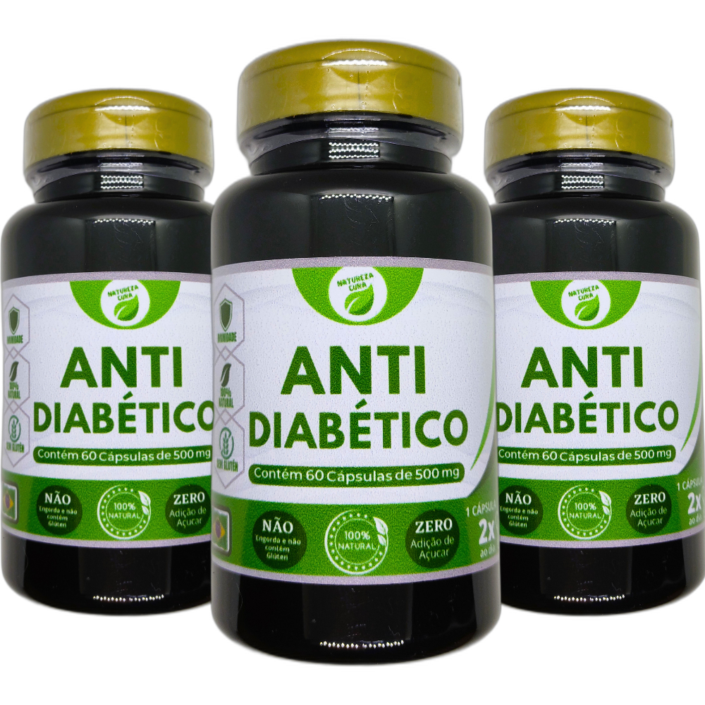 Kit 3 Anti-Diabético 180 cápsulas 500mg | Shopee Brasil