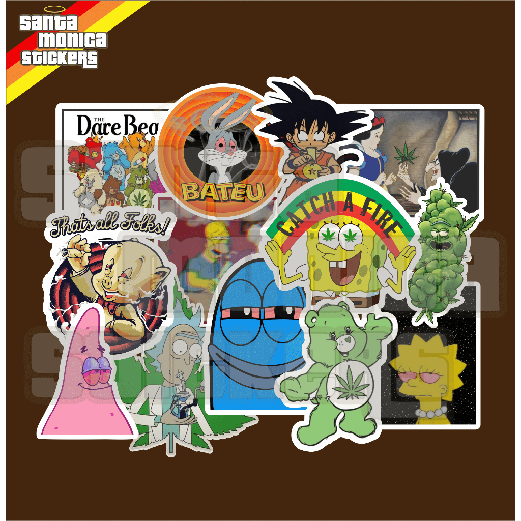 Adesivos Erva Weed Marijuana Cartoons | Shopee Brasil