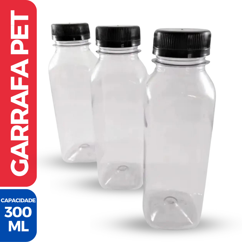 10 Garrafas Pet Plástica Tampa Com Lacre 300ml descartável de luxo delivery | Shopee Brasil