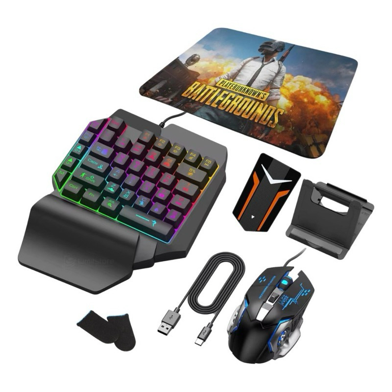 Kit Mobilador Bluetooth Gamer Android/IOS Teclado One Hand E Mouse ...