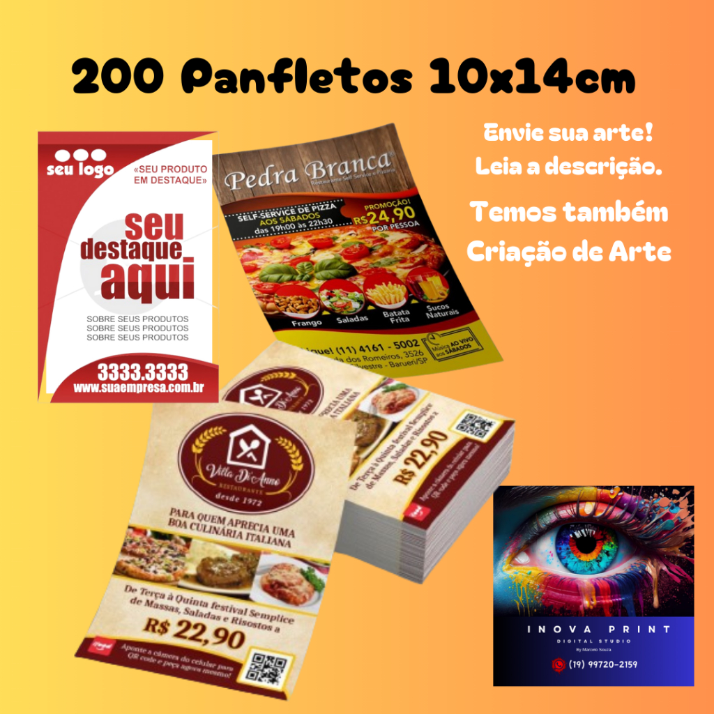 200 Panfletos 10x14cm Personalizados - Impressão frente | Shopee Brasil