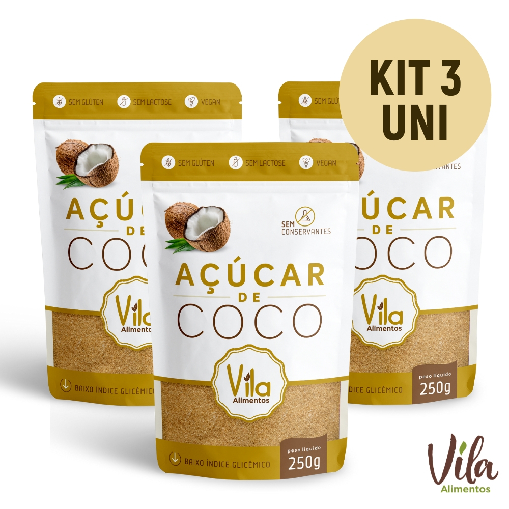 Açúcar De Coco 750g Com Vitaminas E Minerais Vila Alimentos | Shopee Brasil