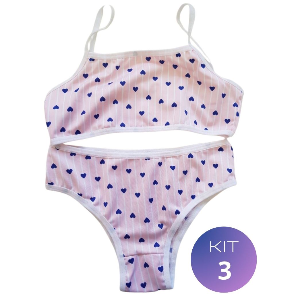 Kit 3 Conjunto Infantil Cropped Moda Intima Infantil Modinha ...