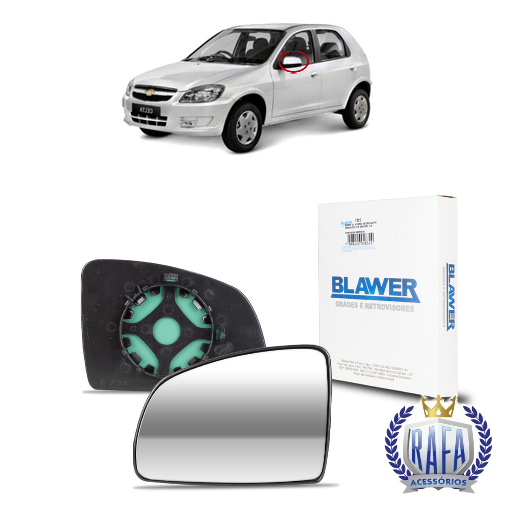 Lente Retrovisor com Base Meriva Prisma Novo Celta Esquerdo | Shopee Brasil