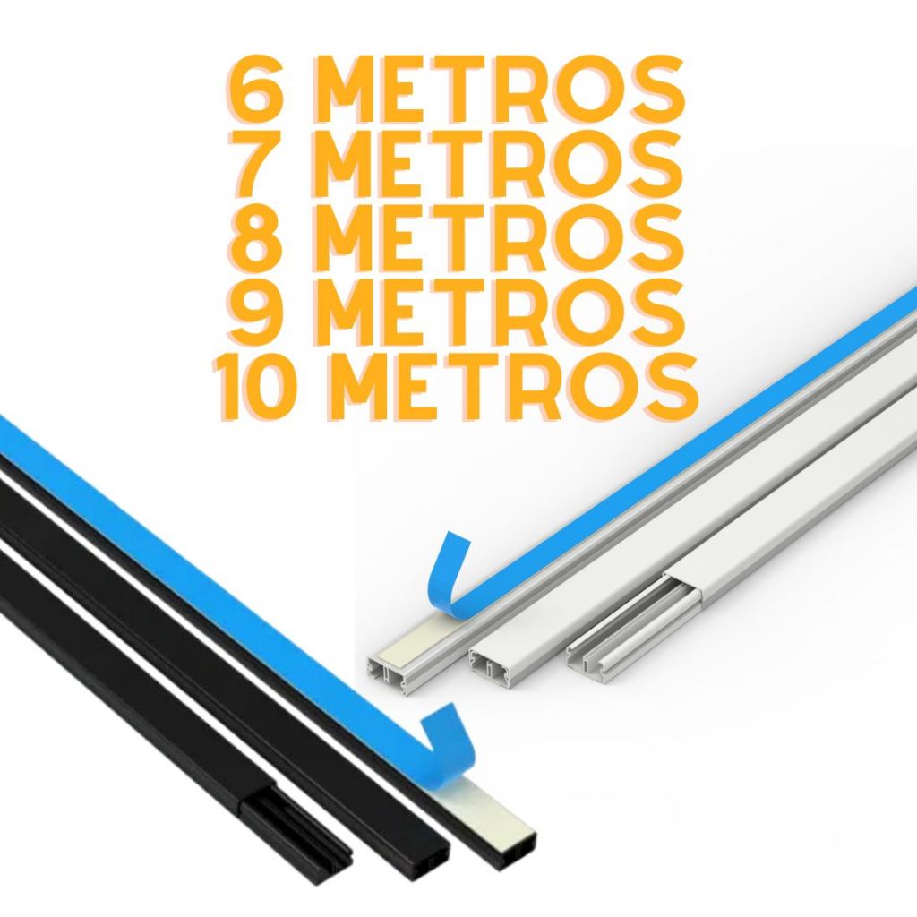 Canaleta 20x10mm Metros Organizador de Fios Canaletado Preta Branca ...