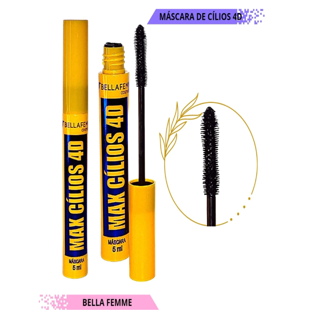 Máscara para Cílios Rimel Max Cílios 4D 5ml - Bella Femme | Shopee Brasil