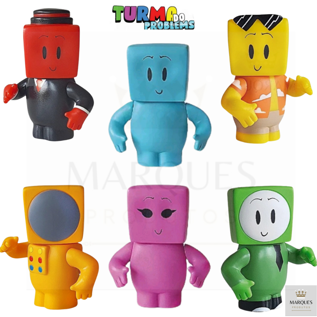 Kit 6 Mini Boneco Turma Do Problems 12 cm Vinil Turma Completa ...