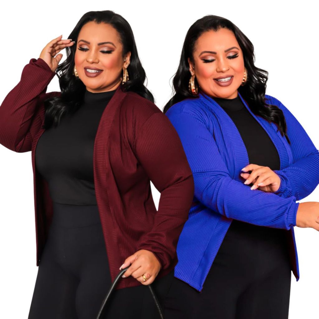 Casaco Cardigã Feminino Plus Size Casaquinho Grande 46 48 50 Cardigan ...