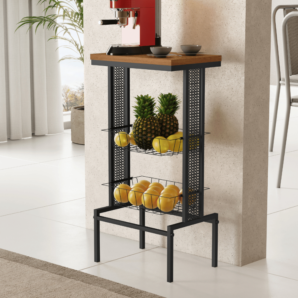 Fruteira Chão Cozinha Multiuso Tampo Mdf Cesta De Frutas Fruteira de ...
