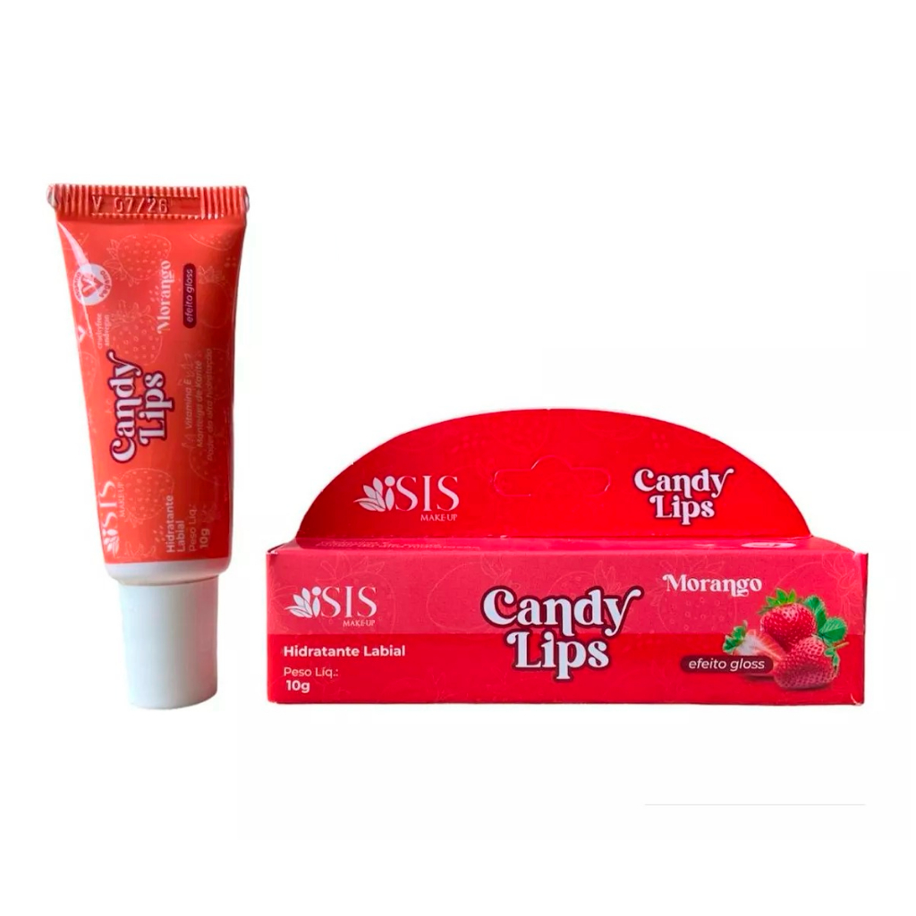 Hidratante Labial Candy Lips 10g - Isis Make Framboesa - Efeito Gloss - Protetor Labial Similar ...