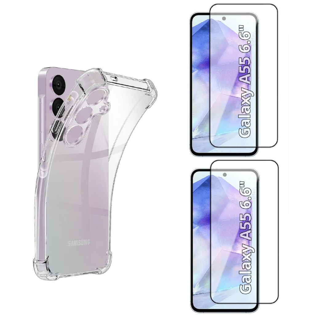 Capa Capinha Case + 2 Películas Vidro 3D para Samsung Galaxy A55 6.6" | Shopee Brasil
