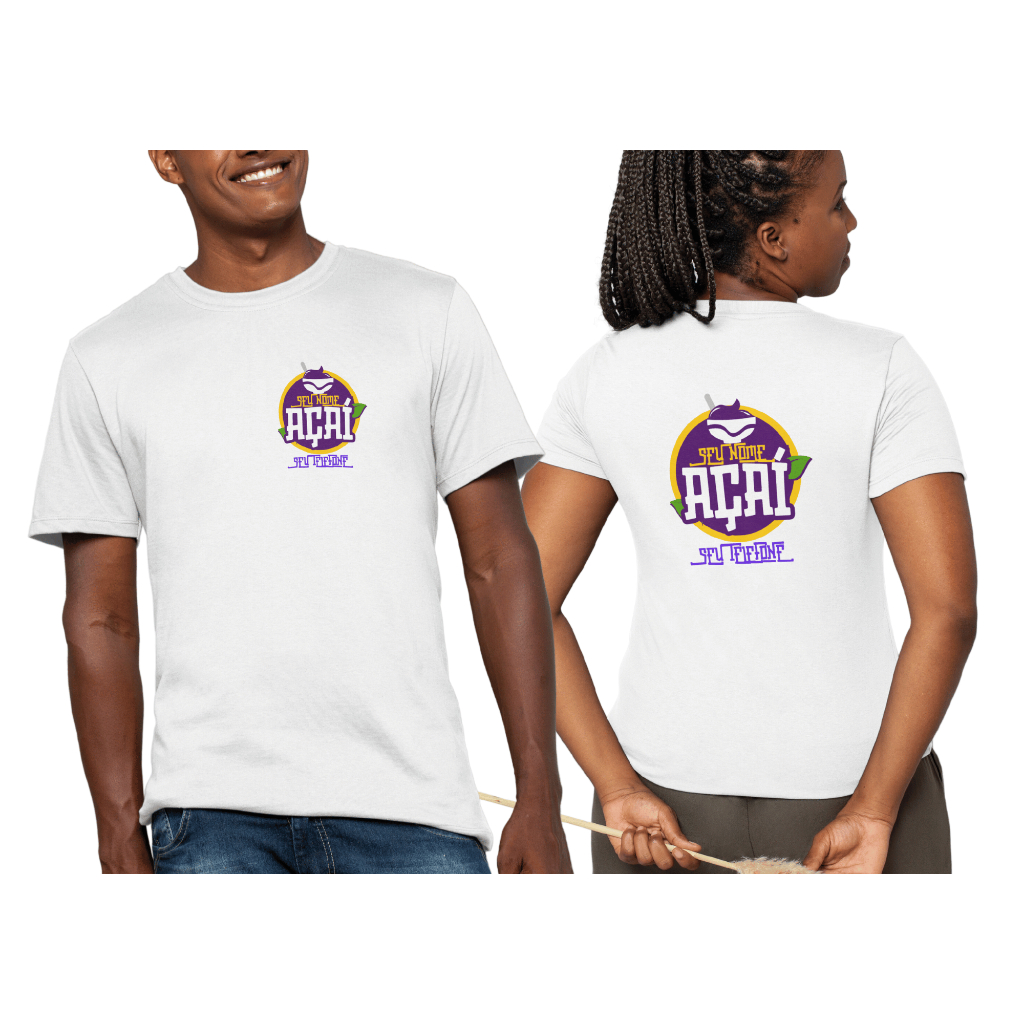 KITC/2 CAMISETAS UNIFORME C/SEU NOME LOGO AÇAI REF:01 | Shopee Brasil