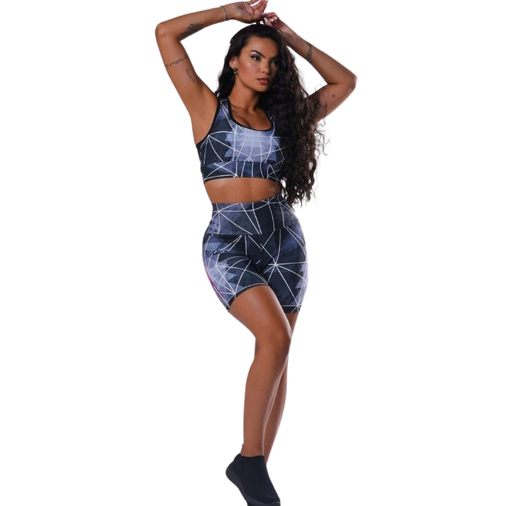 Conjunto Feminino com Short e Cropt Sublimado Para Atividades Físicas ...