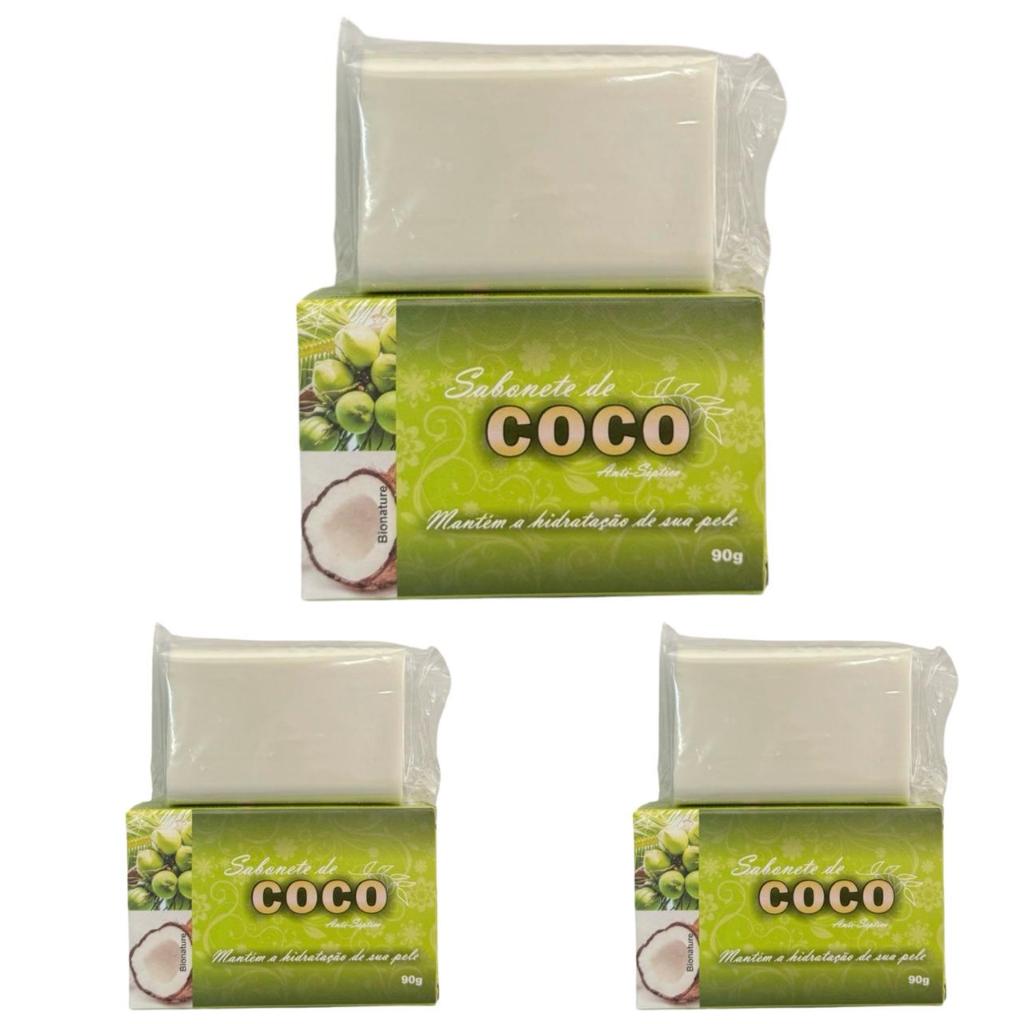3x Sabonete de Coco Mantém a Hidratação da Sua Pele 90g (cada ...