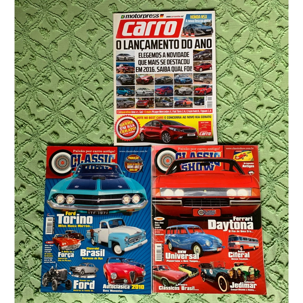 REVISTA LOTE 3 REVISTAS DE CARROS ANTIGOS - CLASSICS SHOW / MOTORPRESS ...