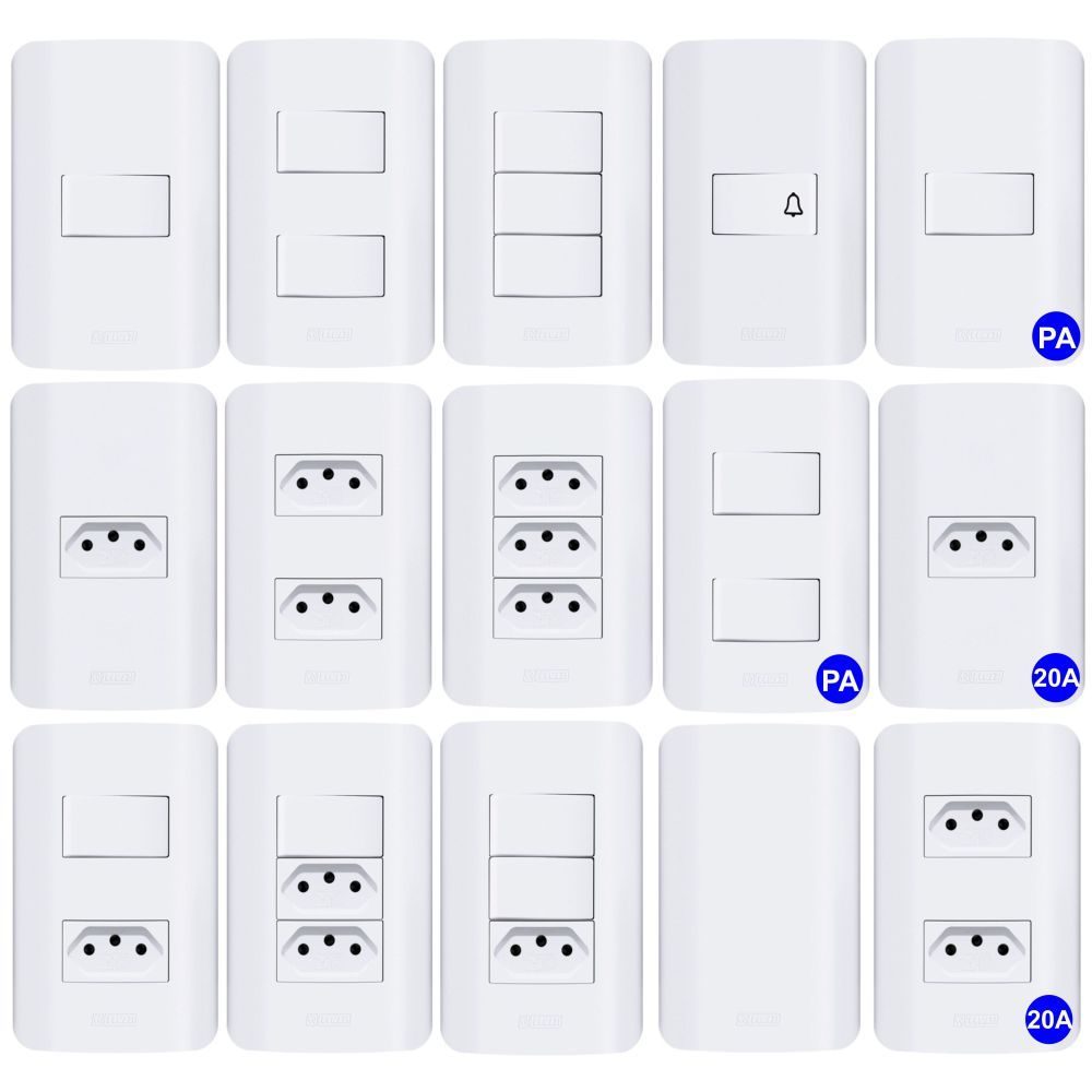 Tomada Simples Dupla Tripla 10A 20A Placas 4x2 4x4 Interruptores ...