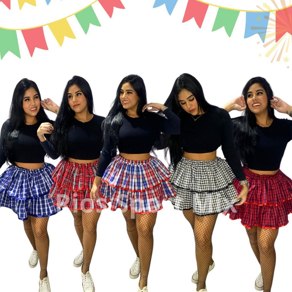 Saia De Caipira Dois Babados Fantasia de Festa Junina Adulto | Shopee ...