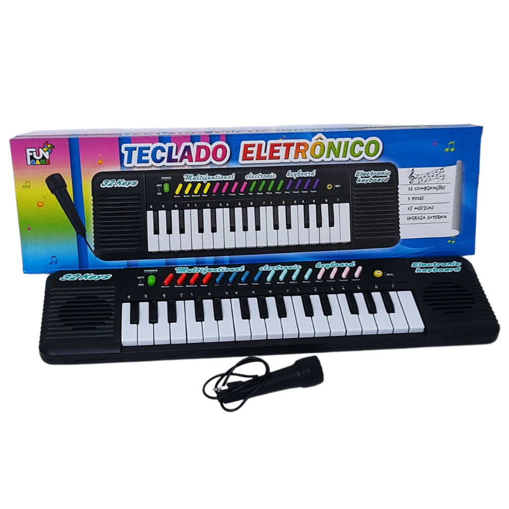 Teclado Musical Infantil Eletrônico 32 Teclas Com Microfone | Shopee Brasil