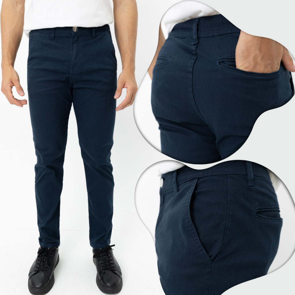 Calças Sarja Slim Fit Com Lycra Masculina Alfaiataria Esporte Fino