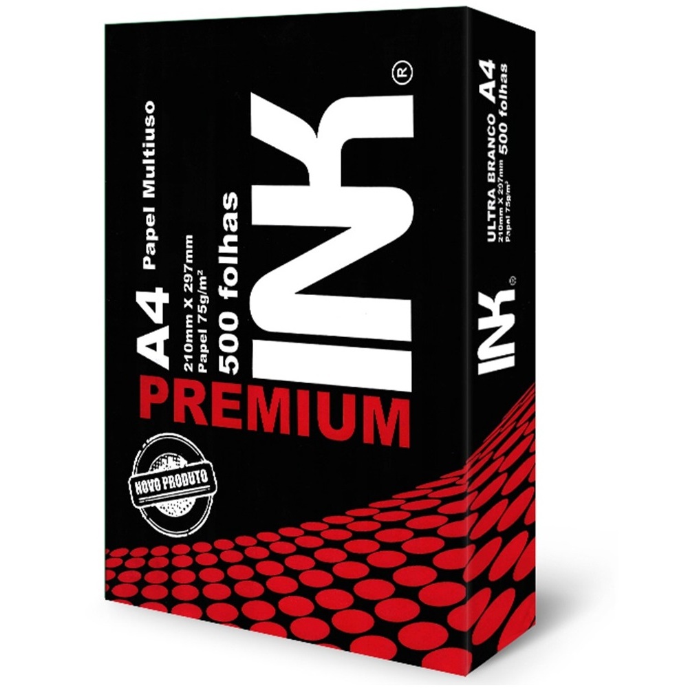 Papel Sulfite A4 Resma 500 Folhas 75g Premium Ink Laser | Shopee Brasil