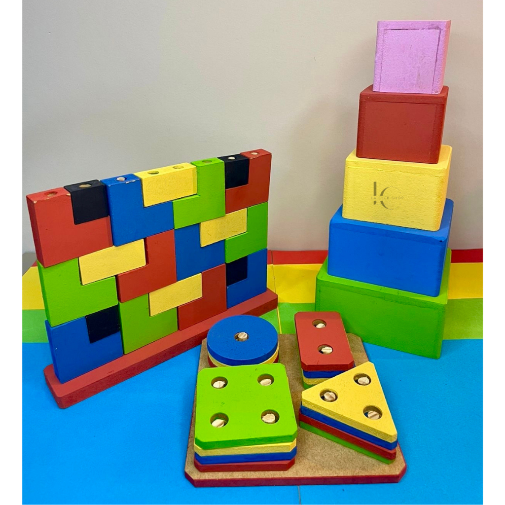 Kit Atividades 3 Brinquedos Pedagógicos Educativos Madeira MDF- Primeira Infância | Shopee Brasil