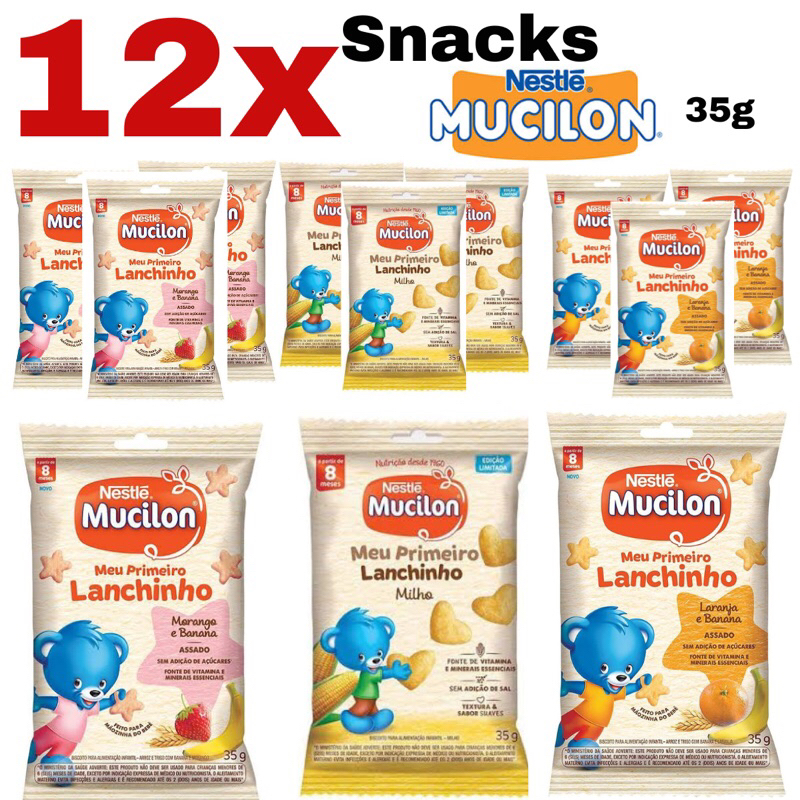 12 Snacks Mucilon Sabores Primeiro Lanchinho 35g _ Snacks Saudáveis ...