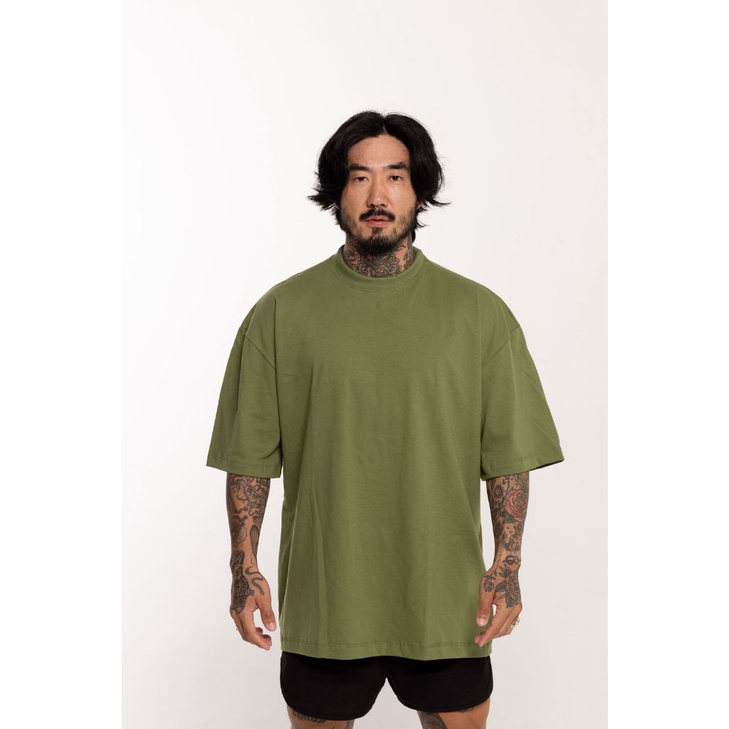 Camiseta Oversized Verde Musgo Premium | Shopee Brasil