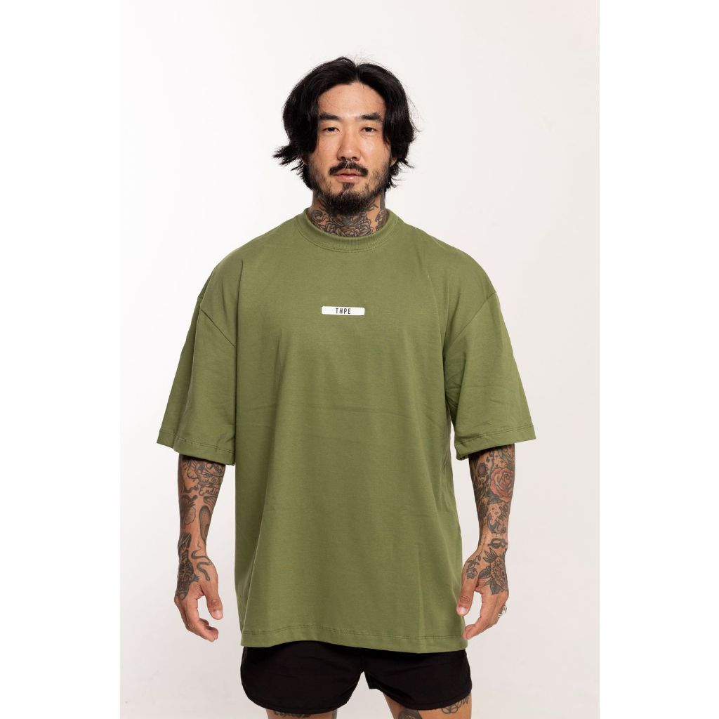 Camiseta Oversized Verde Musgo Rubber | Shopee Brasil