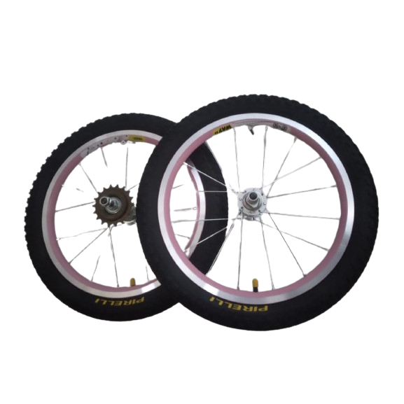 Kit Roda Montada Para Bicicleta Aro 16 Infantil Aero Parede Dupla Rosa ...