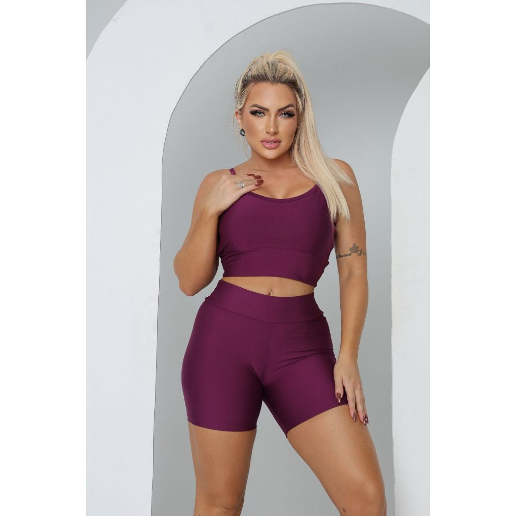 CONJUNTO DE SHORTS SUPLEX (TOP ALÇA) | Shopee Brasil