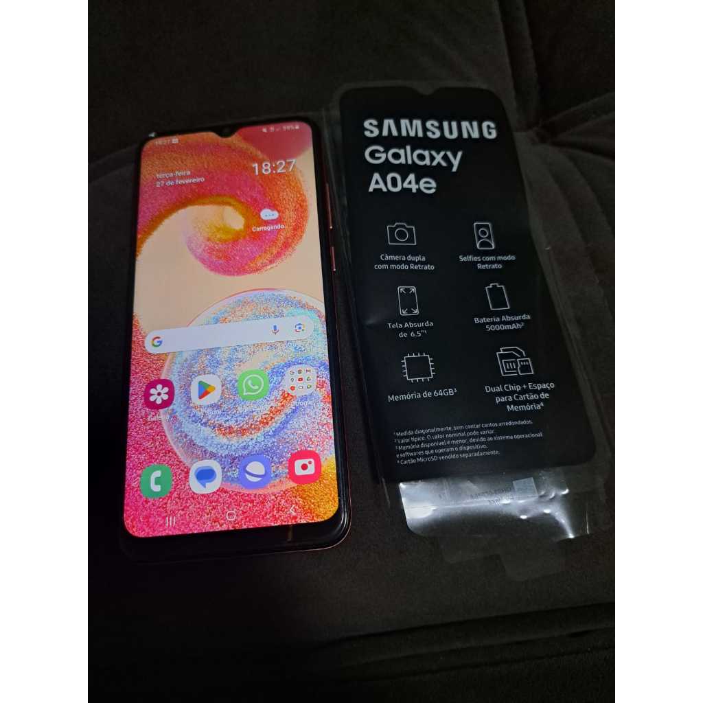 Samsung Galaxy A04e 64GB 4G Wi-Fi Tela 6.5'' Dual Chip 3GB RAM Câmera ...