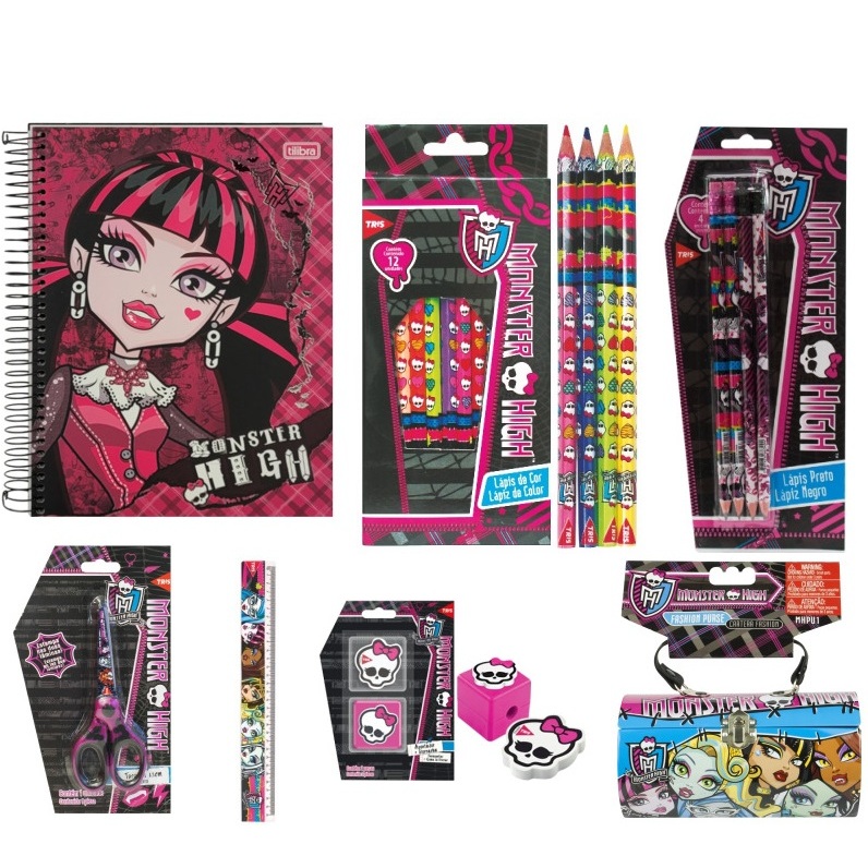 Kit Escolar Monster High 07 Peças - Tris | Shopee Brasil